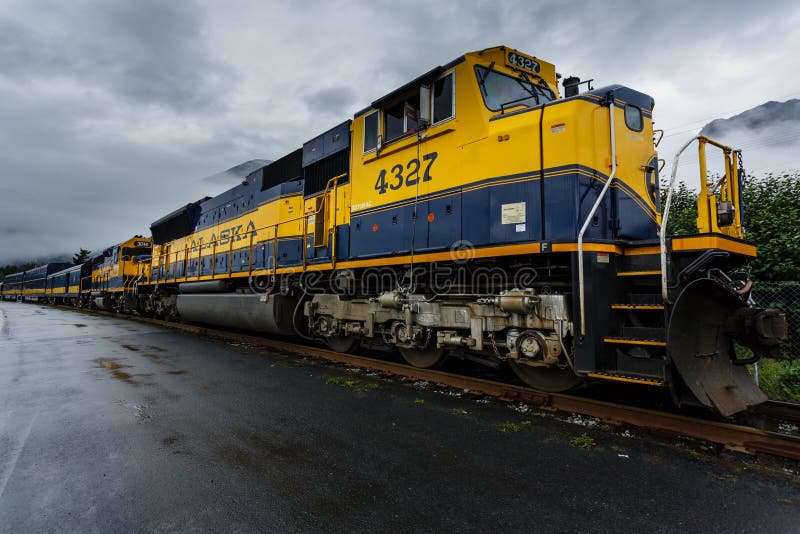 Alaska Railroad Engine and Snowplow Pulling Long Train Editorial Stock ...