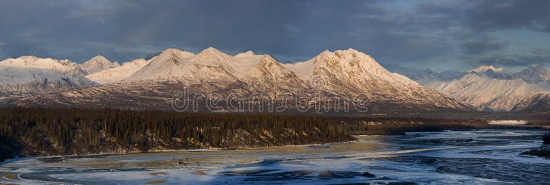 Alaska Range Panorama in Morning Light Stock Photo - Image of land, angle: 1659178