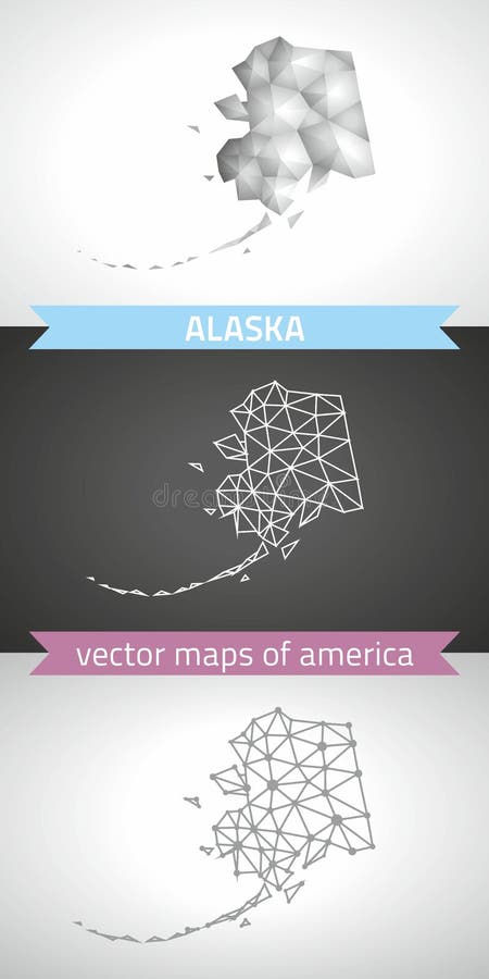 Alaska Set of Grey and Silver Mosaic 3d Polygonal Maps Stock Vector ...