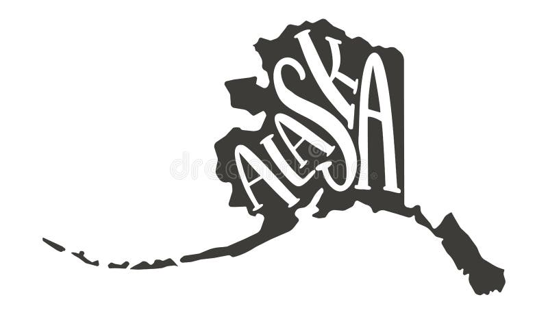 Alaska Silhouette State. Alaska Map with Text Script Stock Vector ...