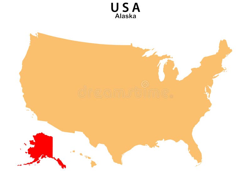 Alaska State Map Highlighted on USA Map. Alaska Map on United State of ...