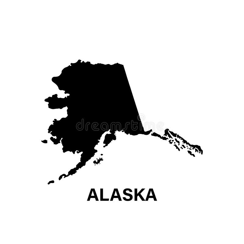 Alaska State Map Silhouette Icon. Stock Vector - Illustration of travel ...
