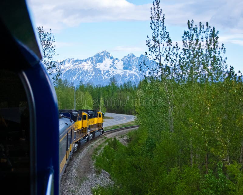 Train through Alaska stock image. Image of mountains - 23057355