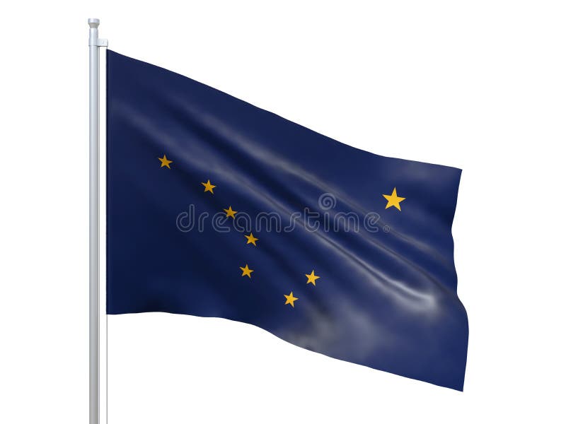 Alaska U.S. State Flag Waving on White Background, Close Up, Isolated ...