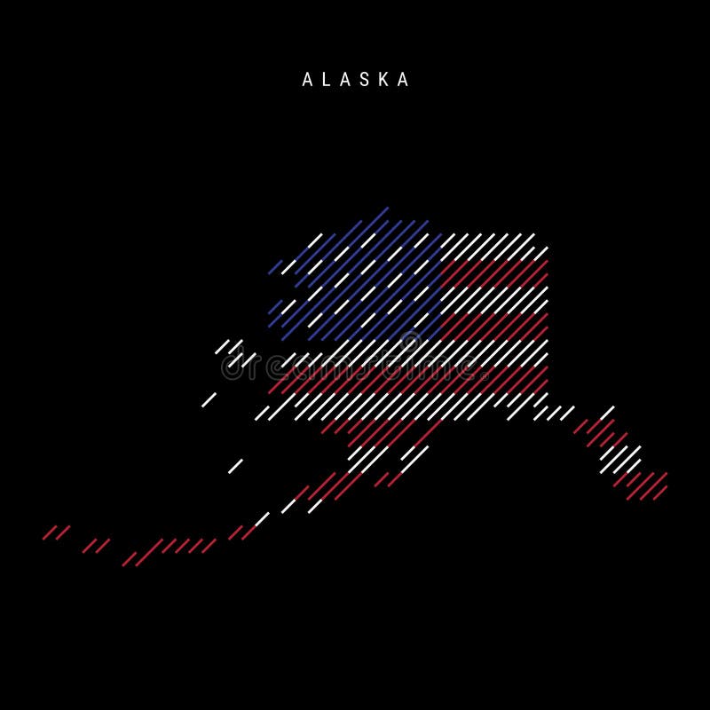 Alaska US State Hatched Silhouette Map of Slanted Lines Pattern. Flat ...