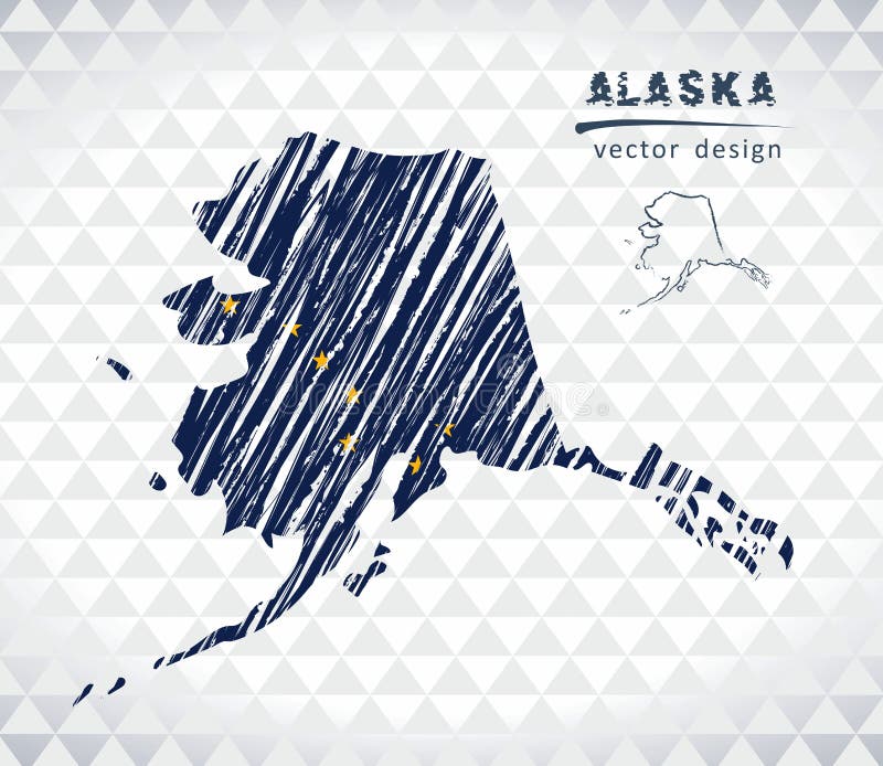 Grunge Alaska Map With Flag Stock Illustration - Illustration of ...