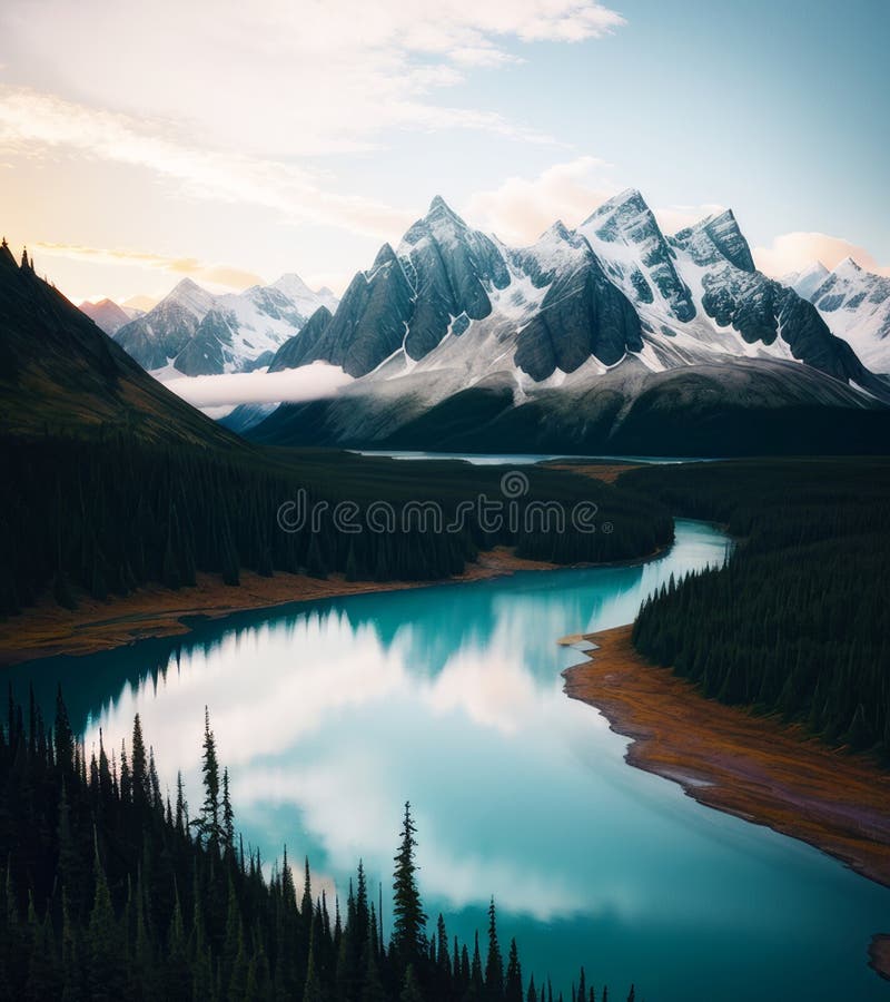Alaska Wilderness Landscape Stock Illustration - Illustration of winter ...