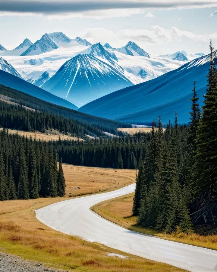 Alaska Wilderness Landscape Stock Illustration - Illustration of scenic ...