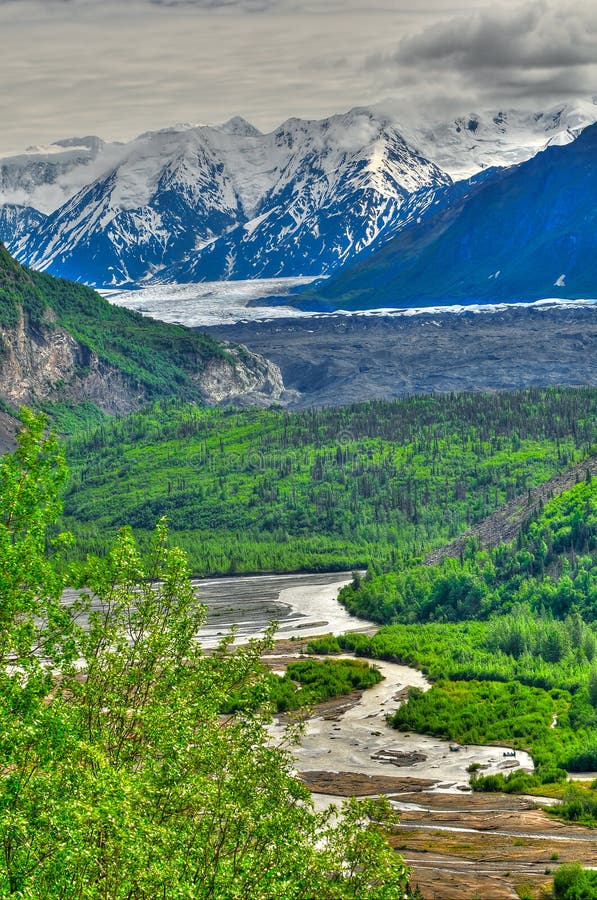 Alaskan river stock photo. Image of clouds, trees, landscape - 32849780