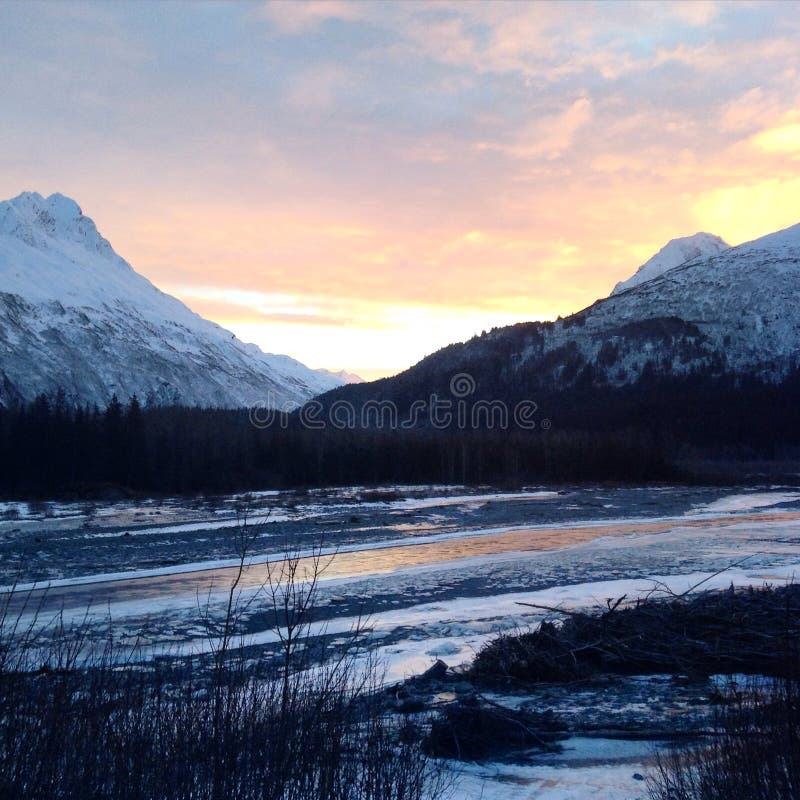 Alaskan Mountain Sunset stock image. Image of mountain - 50965629