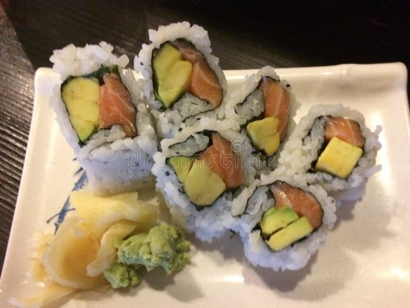 Alaskan Roll Sushi in Restaurant. Stock Image - Image of salmon ...