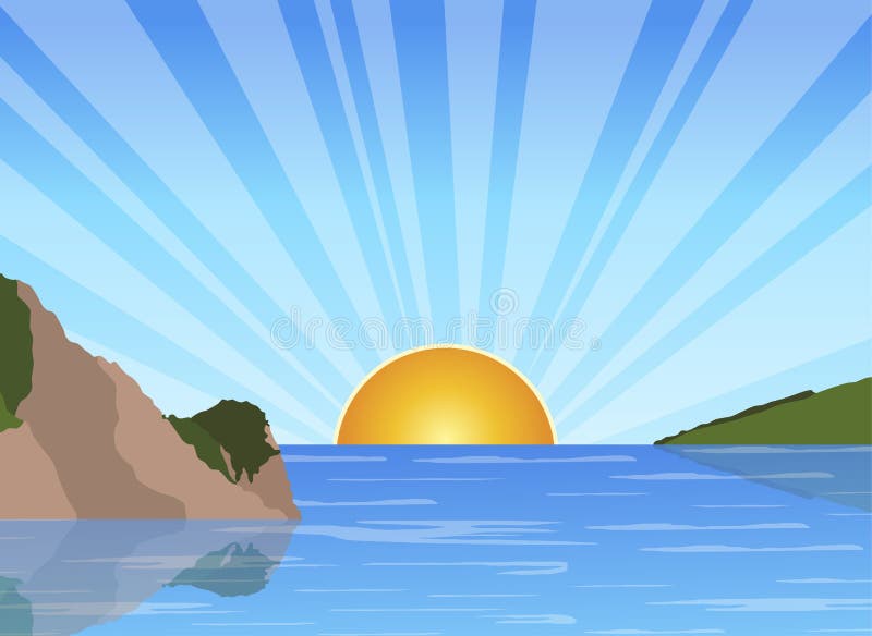 Alba del mare illustrazione vettoriale. Illustrazione di cute - 18414473