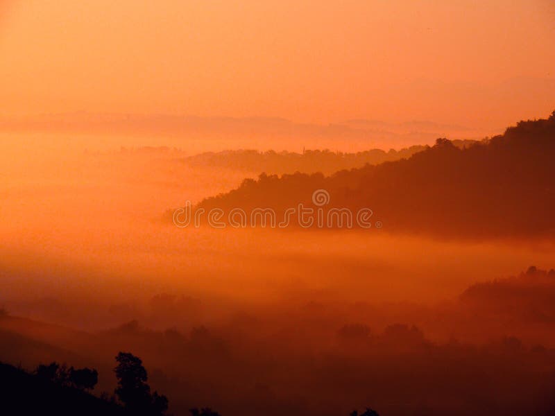Alba Sunrise in the Country with Orange Stock Photo - Image of orange ...