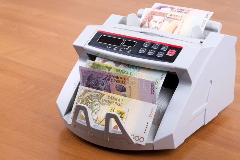 Albanees Geld in Een Tellende Machine Stock Afbeelding - Image of ...