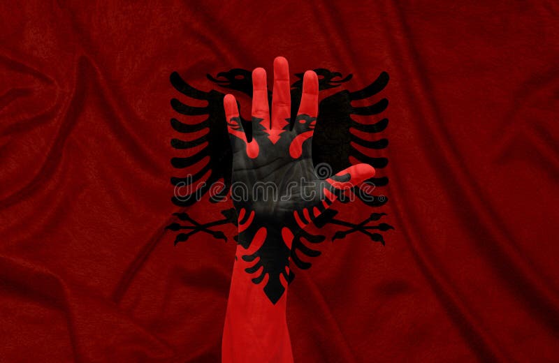Albania Country Flag and Hand Stock Image - Image of national ...