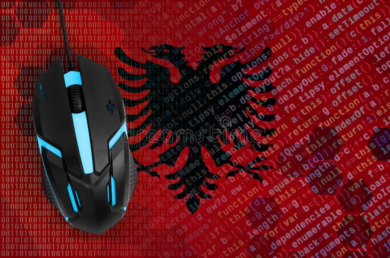 Albania Flag and Computer Mouse. Digital Threat, Illegal Actions on the ...