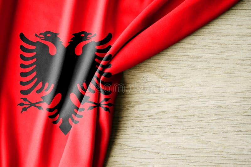 Albania Flag. Fabric Pattern Flag of Albania. 3d Illustration Stock ...