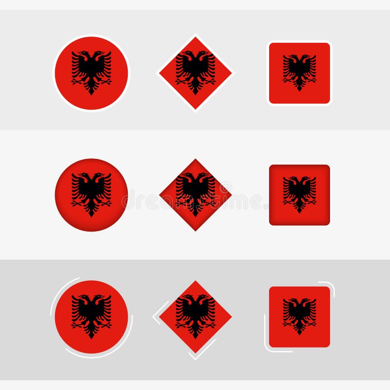 Albania Flag Icons Set, Vector Flag of Albania Stock Vector ...