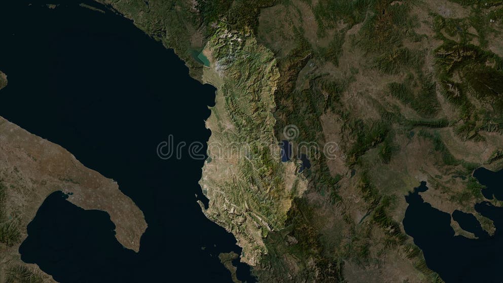 Albania Highlighted. Low-res Satellite Stock Illustration ...