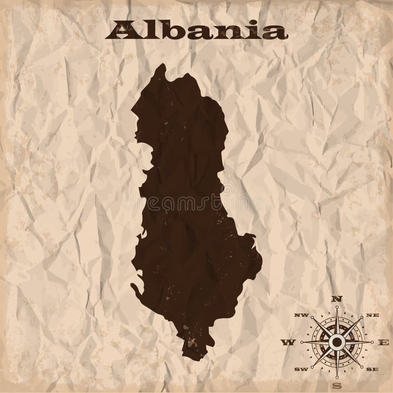 Albania Old Map with Grunge and Crumpled Paper. Vector Illustration ...