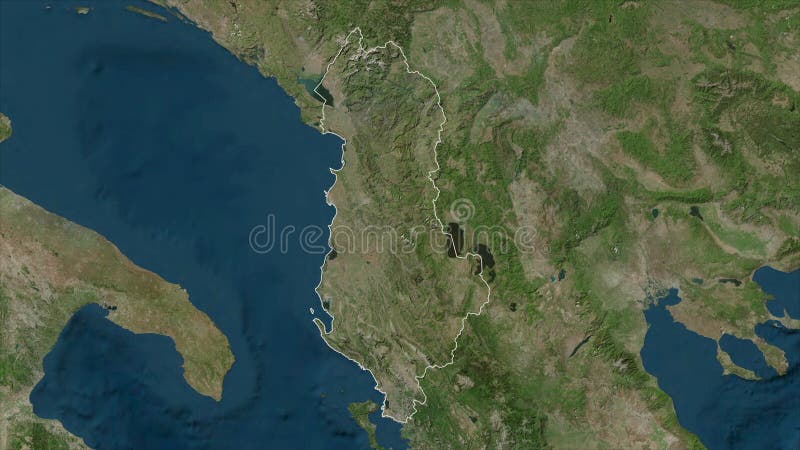 Albania Outlined. High-res Satellite Stock Illustration - Illustration ...