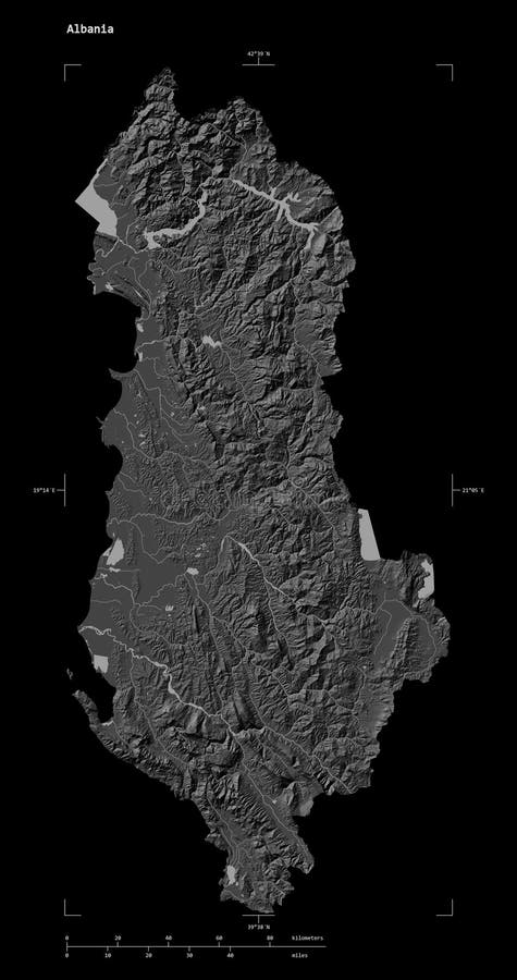 Albania Shape on Black. Bilevel Stock Illustration - Illustration of ...