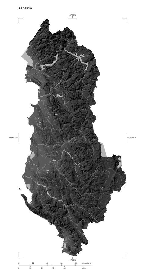 Albania Shape on White. Grayscale Stock Illustration - Illustration of ...