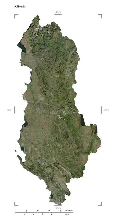 Albania Shape on White. High-res Satellite Stock Illustration ...
