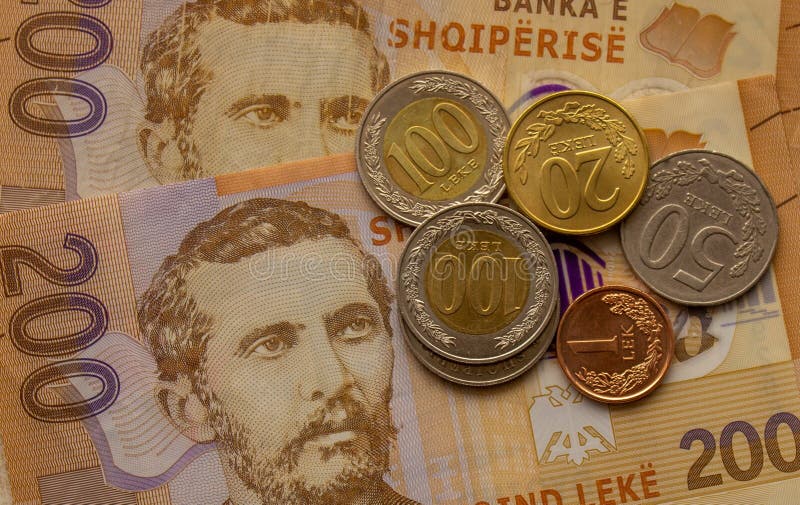 Albanian Money Banknotes and Coins Stock Image - Image of banknotes ...