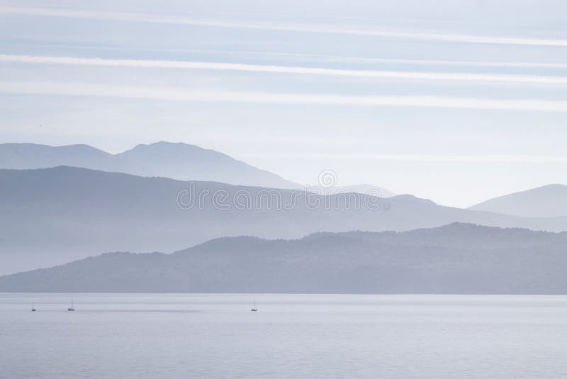 Albanian Mountains in the Morning Dust Stock Image - Image of blue ...