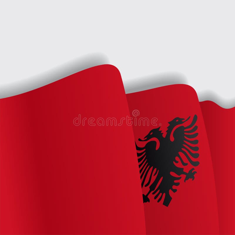 Albanian Waving Flag. Vector Illustration. Stock Vector - Illustration ...