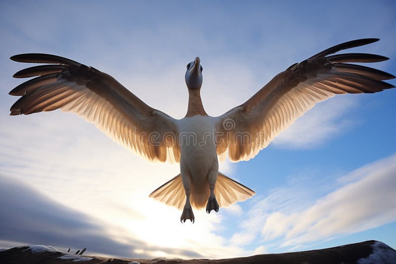Albatross Backlit by the Sun, Wings Creating Halo Stock Photo - Image ...