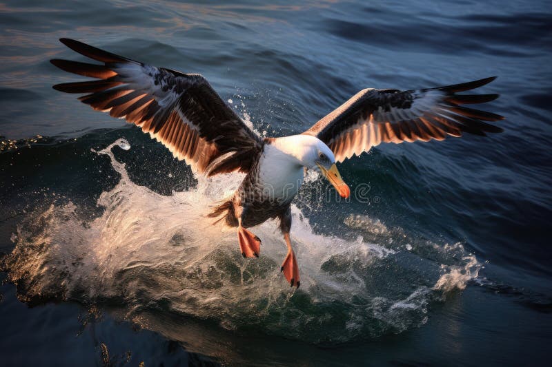 Albatross Mid-dive, Preparing To Catch a Fish Stock Image - Image of ...