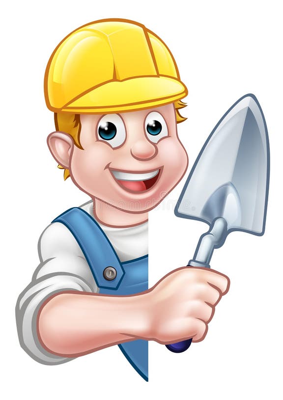 Albañil Holding Trowel Tool Del Constructor Ilustración del Vector - Ilustración de ...