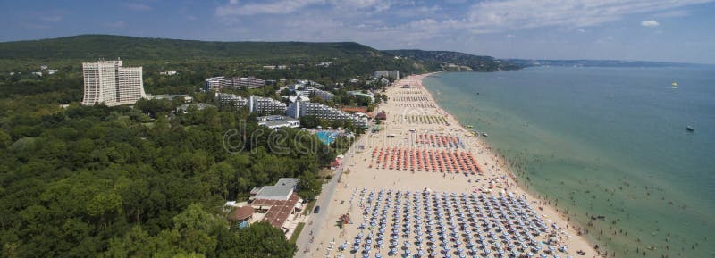 Albena Beach Panoramic View from Above, Bulgaria Stock Photo - Image of ...