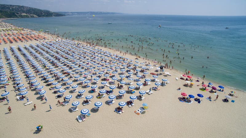 Albena Beach View from Above, Bulgaria Stock Image - Image of water ...