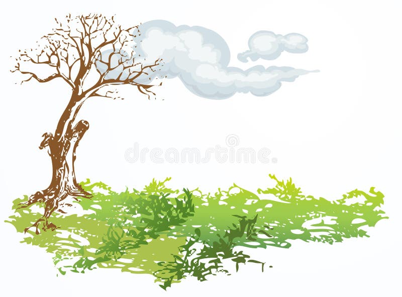 Albero Asciutto Con La Nube Illustrazione di Stock - Illustrazione di ...