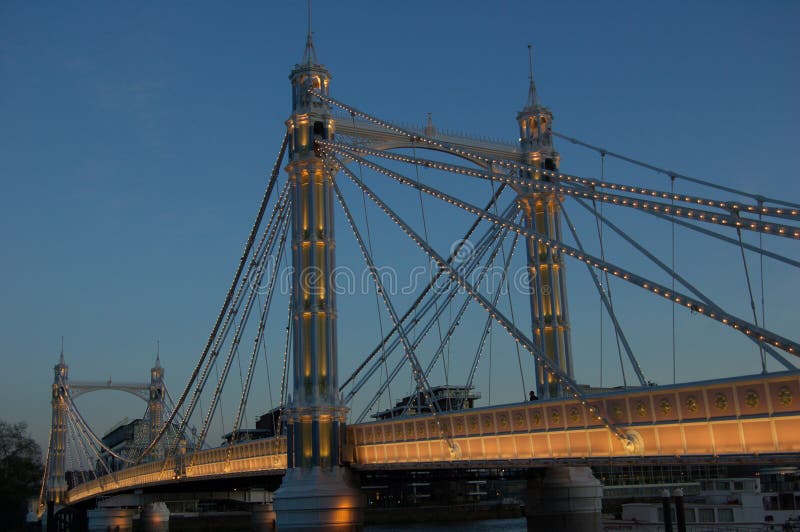 Albert Bridge in the Evning. Stock Image - Image of pretty, british ...