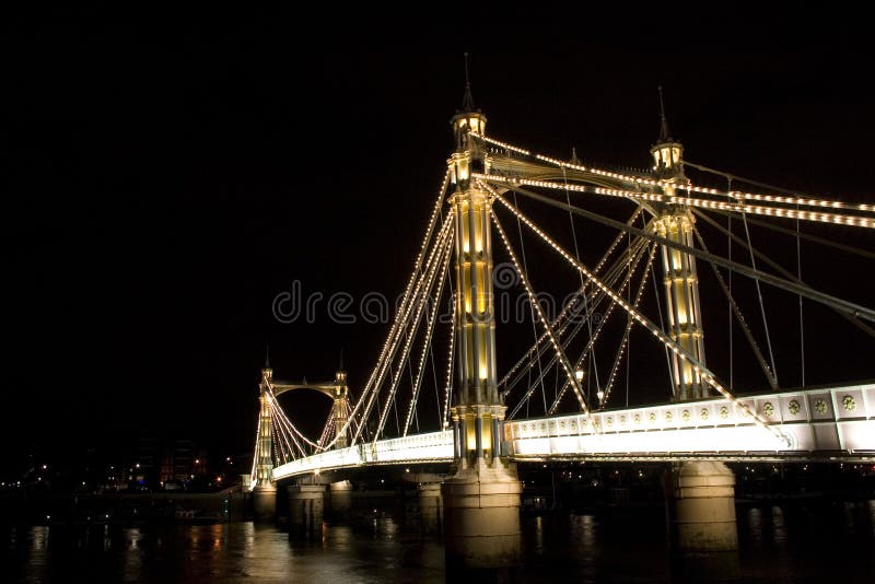 Albert Bridge, Thames, London England UK at Night Stock Photo - Image ...