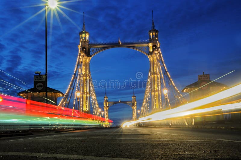 Albert Bridge, Thames, London England UK At Night Stock Photo - Image ...