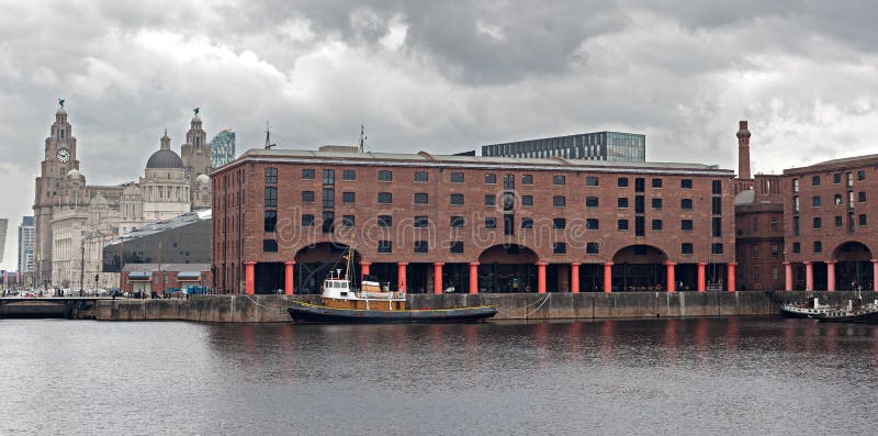 The Albert Dock and Liver Buildings Liverpool UK Stock Image - Image of ...