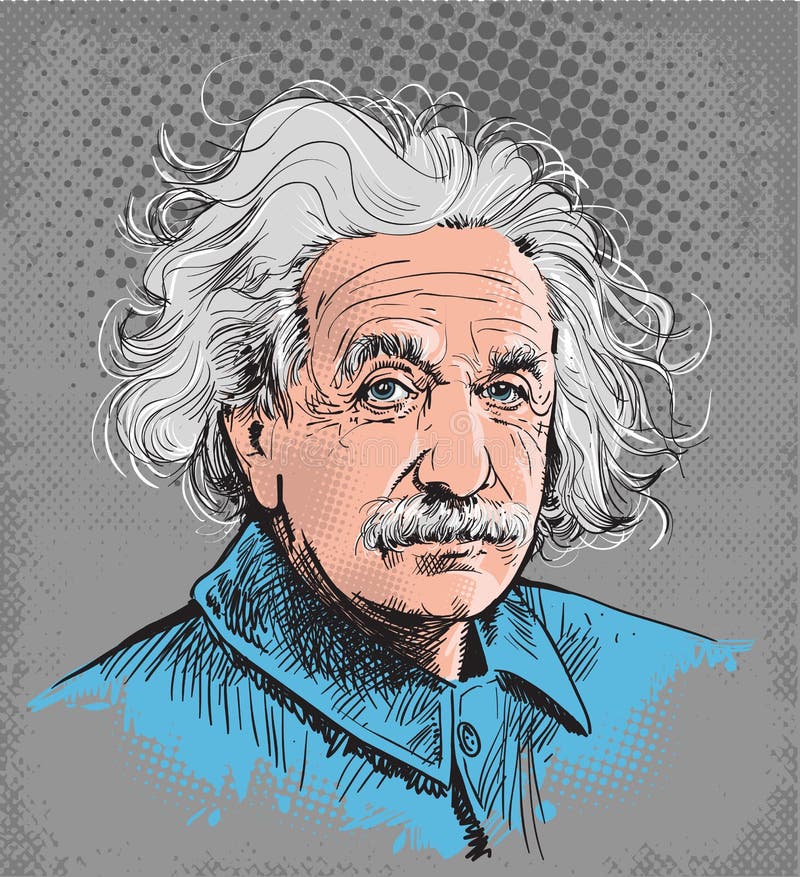 Albert Einstein Colored Portrait Illustration, Line Art Vector ... Albert Einstein Colored Portrait Illustration, Line Art Vector ...