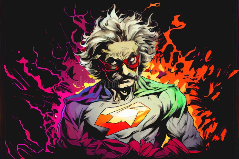 Albert Einstein As a Super Hero Science Physics Teacher Stock ...