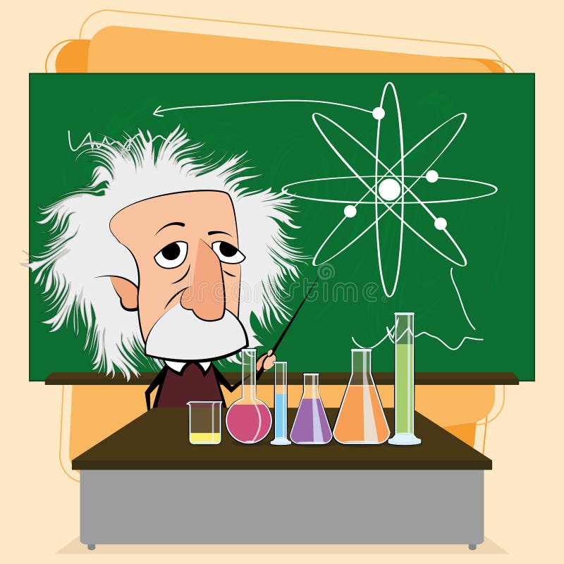 Albert Einstein Cartoon in a Classroom Scene Stock Vector ...
