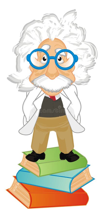Albert Einstein Stand Top on Books Stock Illustration - Illustration of ...