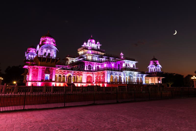 Albert Hall Museum in India, Jaipur, Night Illumination Editorial Image ...