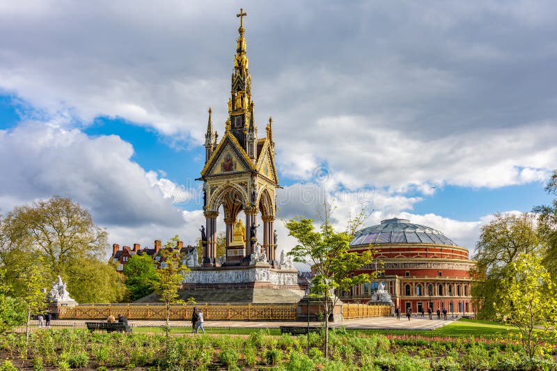 Albert Memorial and Royal Albert Hall in Spring, London, UK Stock Photo ...
