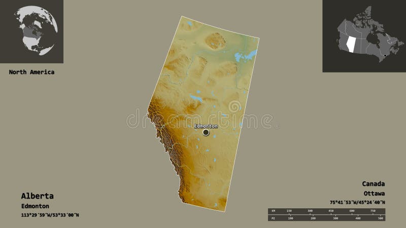 Alberta, Province of Canada,. Previews. Relief Stock Illustration ...
