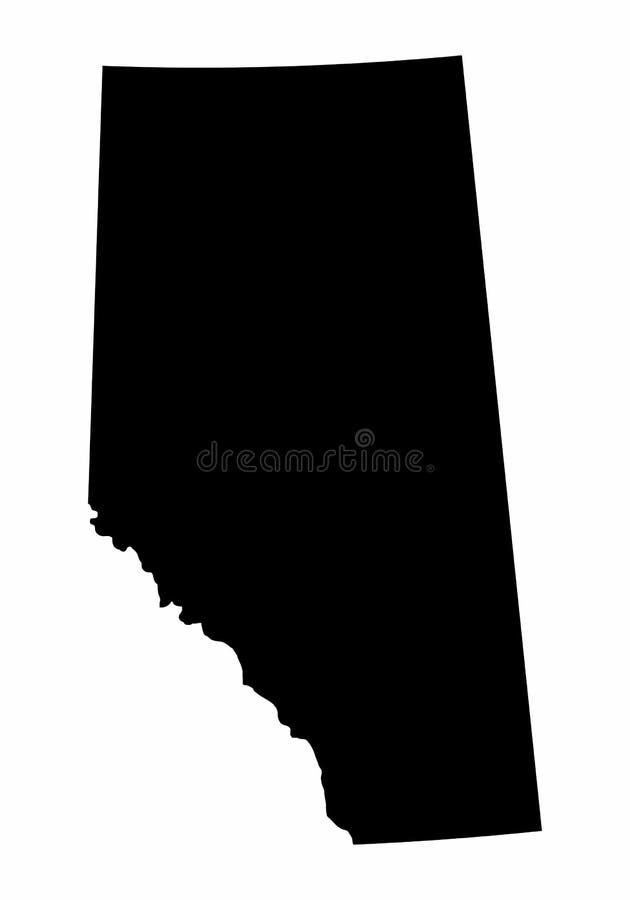 Alberta Province Dark Silhouette Map Stock Vector - Illustration of ...
