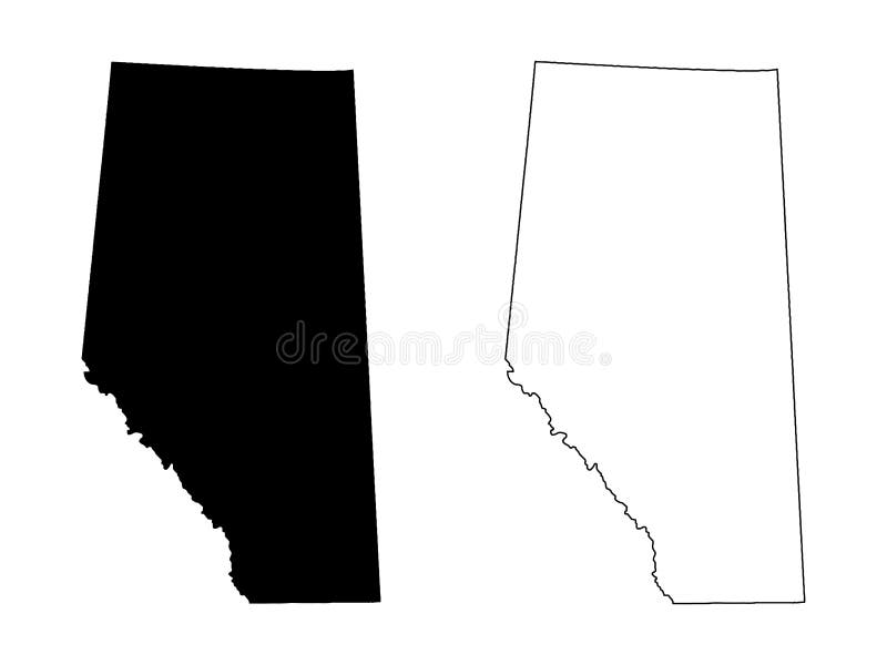 Alberta Province and Territory of Canada Map. Black Illustration and ...